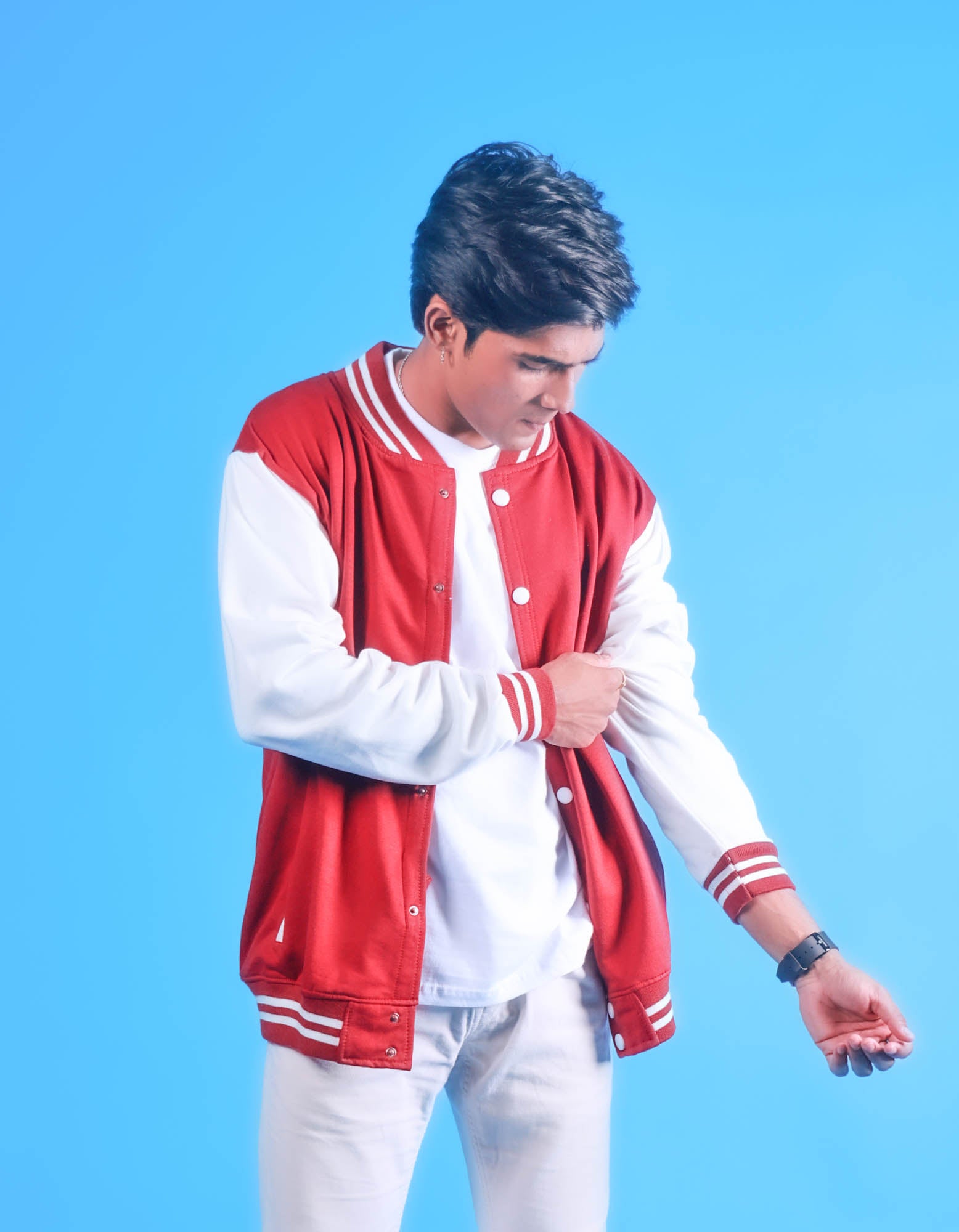 Bold Red & White Varsity Jacket – Destiny Clothing